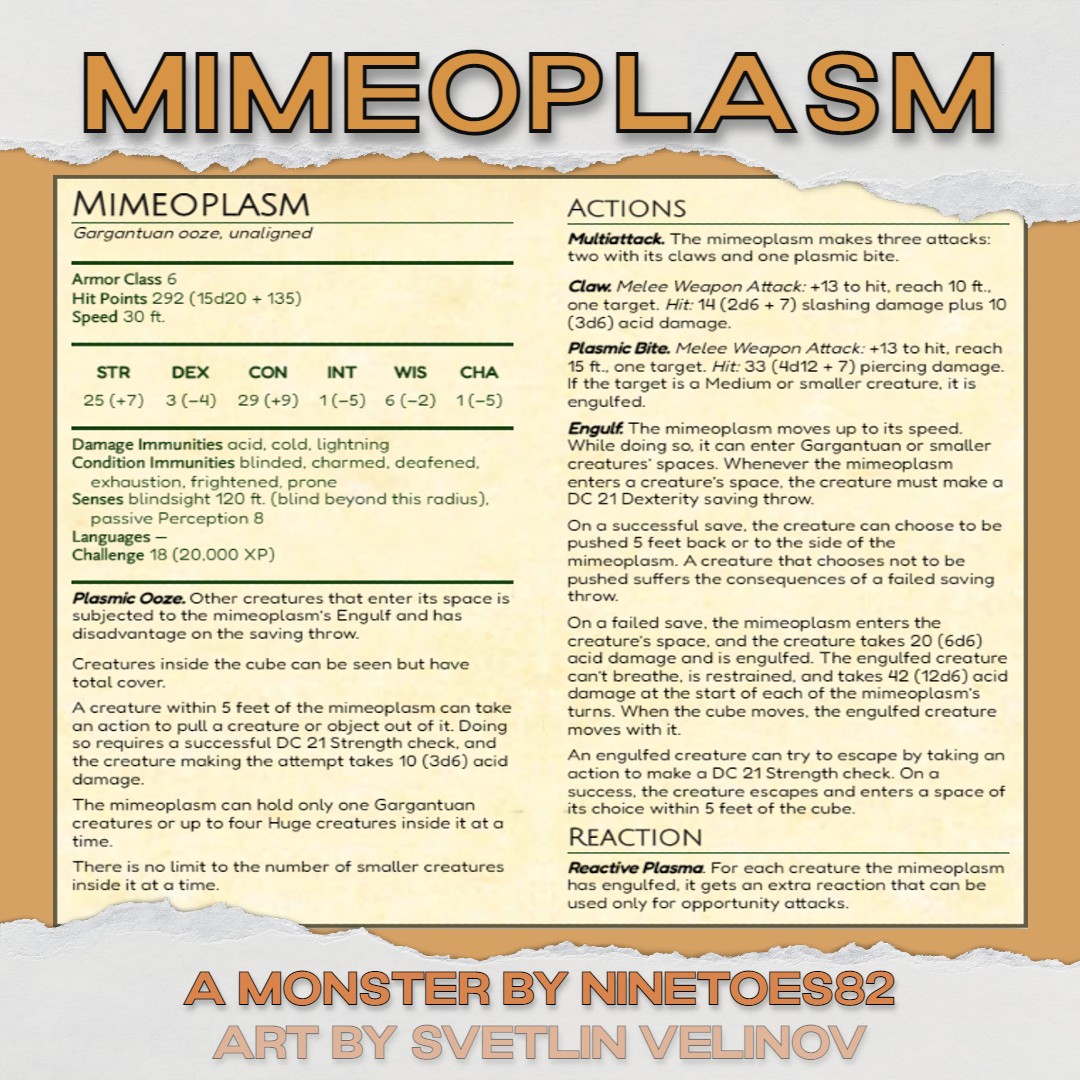Mimeoplasm – Ninetoes82: 5E Adventures, Encounters and More